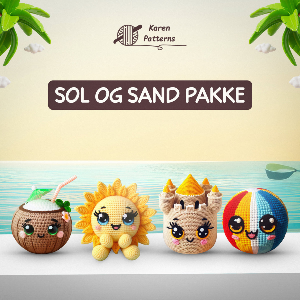 4 i 1: Sol & Sand Pakke – Hækleopskrift – KarenPatterns